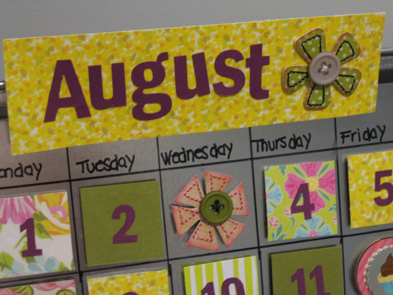 Sugar and Shimmer: Magnetic Calendar - August