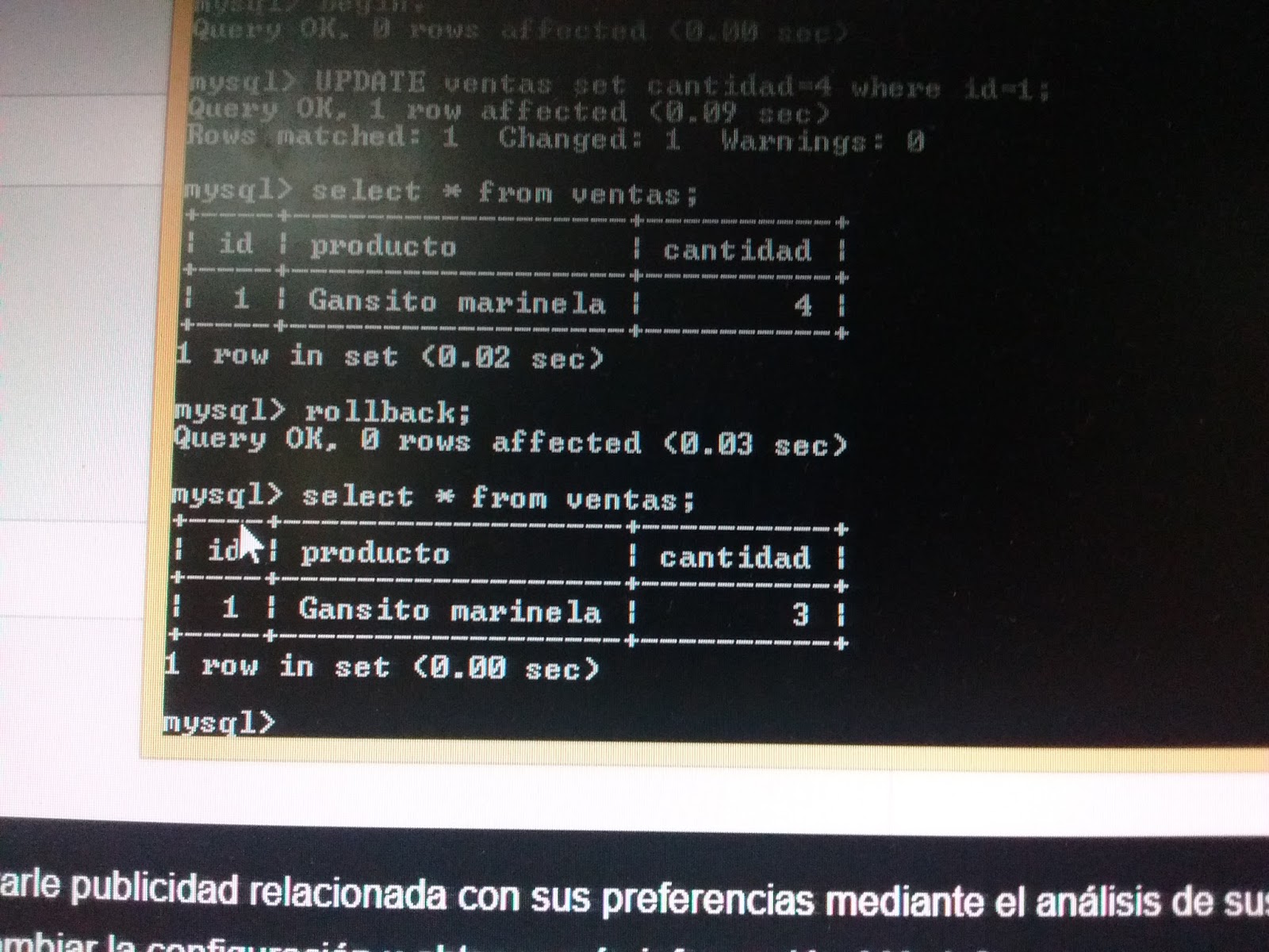 Commit y Rollback en Mysql