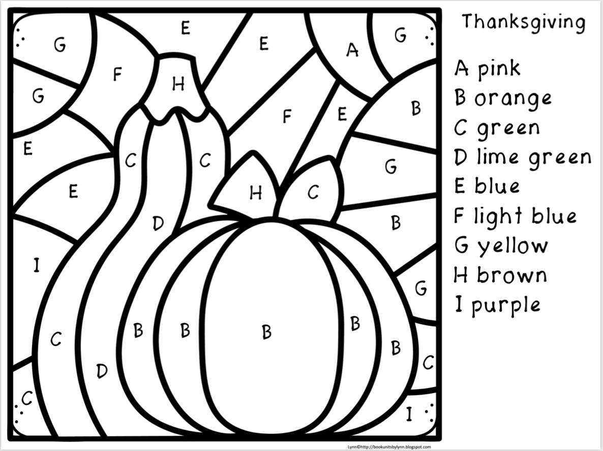 THANKSGIVING COLOR CODING $1.25 ~ Book Units by Lynn