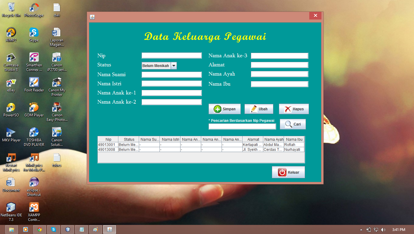 My Dreams Pembuatan Aplikasi Data Pegawai Berbasis J2se