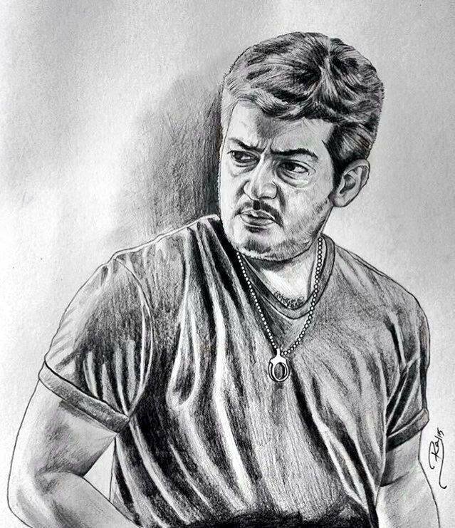 TELUGU WEB WORLD: DIGITAL PAINTING OF TAMIL ACTOR AJITH