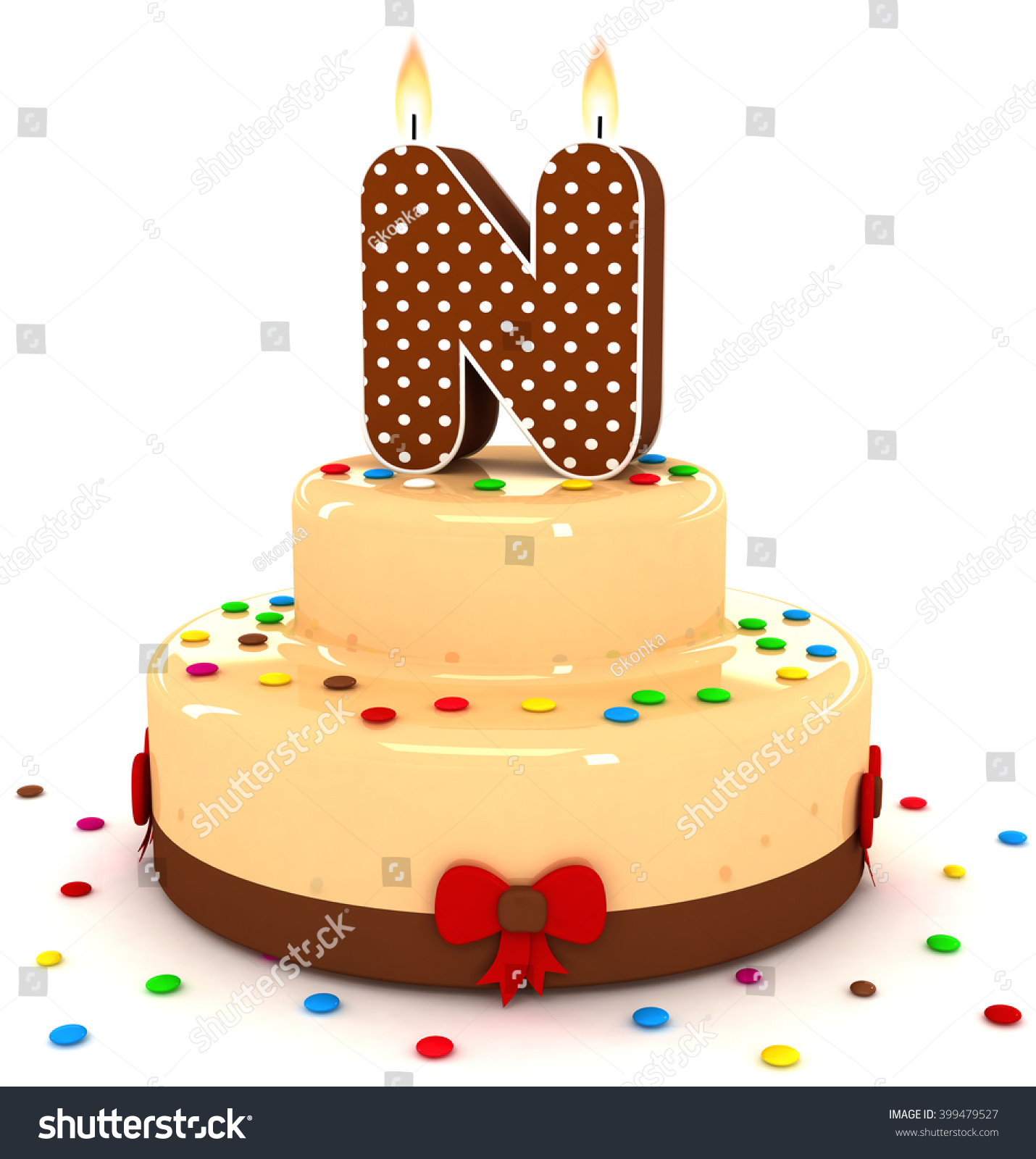Birthday Cake With Letter N - Birthday Letter