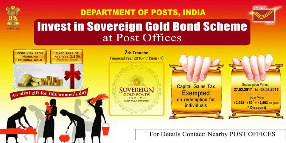 Invest in Sovereign Gold Bond Scheme at Post Offices ~ India Posts ...