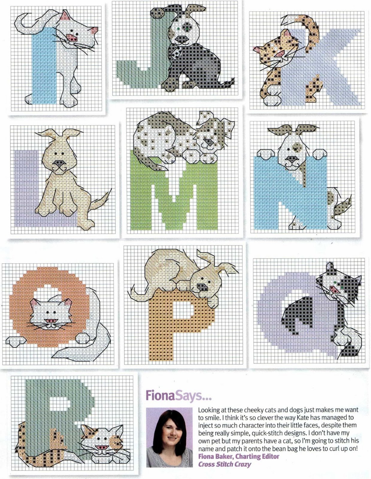 Alfabeto con gatos y perros, para punto de cruz. - Oh my Alfabetos!