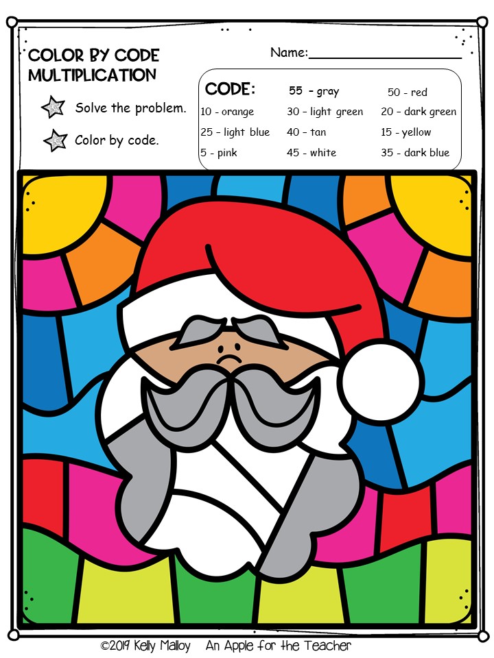 An Apple For The Teacher: Christmas Color By Number Worksheets