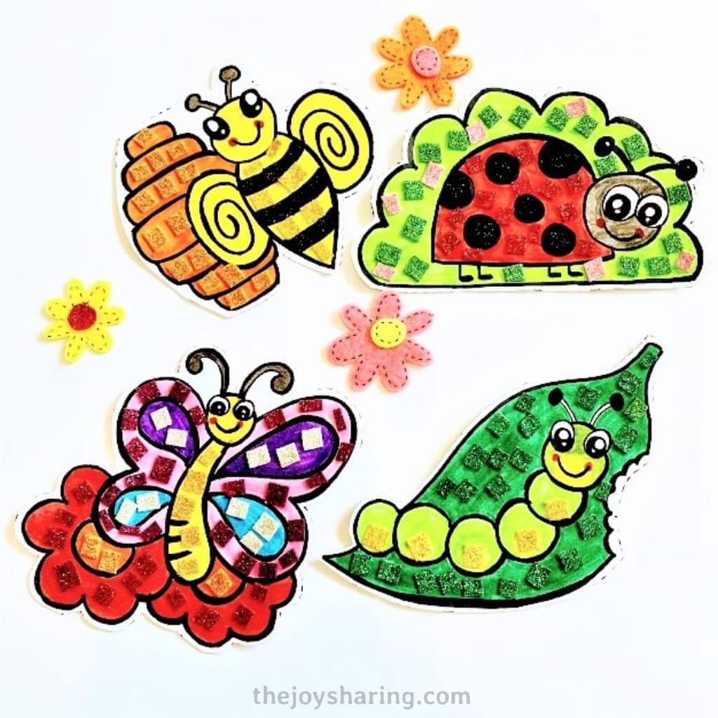 Cute Bugs Mosaic Art For Kids - The Joy of Sharing