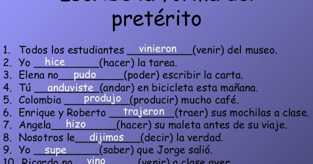 JESUS ROMERO FLORES : El pretérito en los verbos. 4°