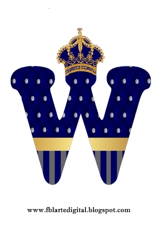Abecedario con Corona Dorada en Azul. Alphabet with Golden Crown in ...