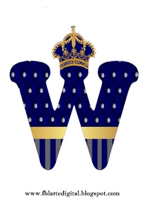 Abecedario con Corona Dorada en Azul. Alphabet with Golden Crown in ...