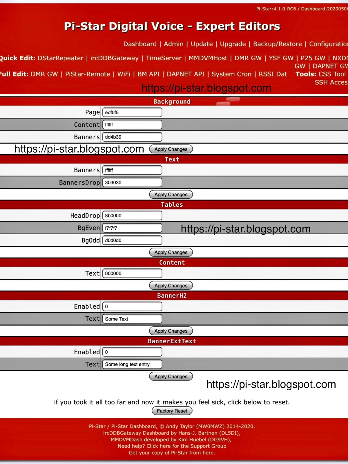 PI-Star Hotspot Interface: Change Pi-star Colour for Dashboard = Blue ...
