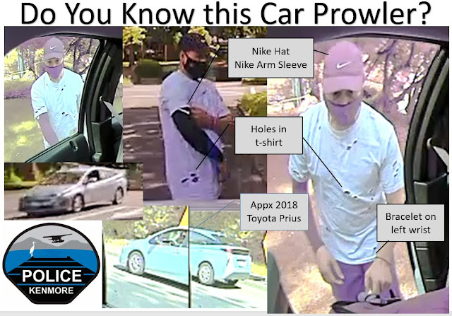 Shoreline Area News: Kenmore Police: Look for a car prowler with a Prius