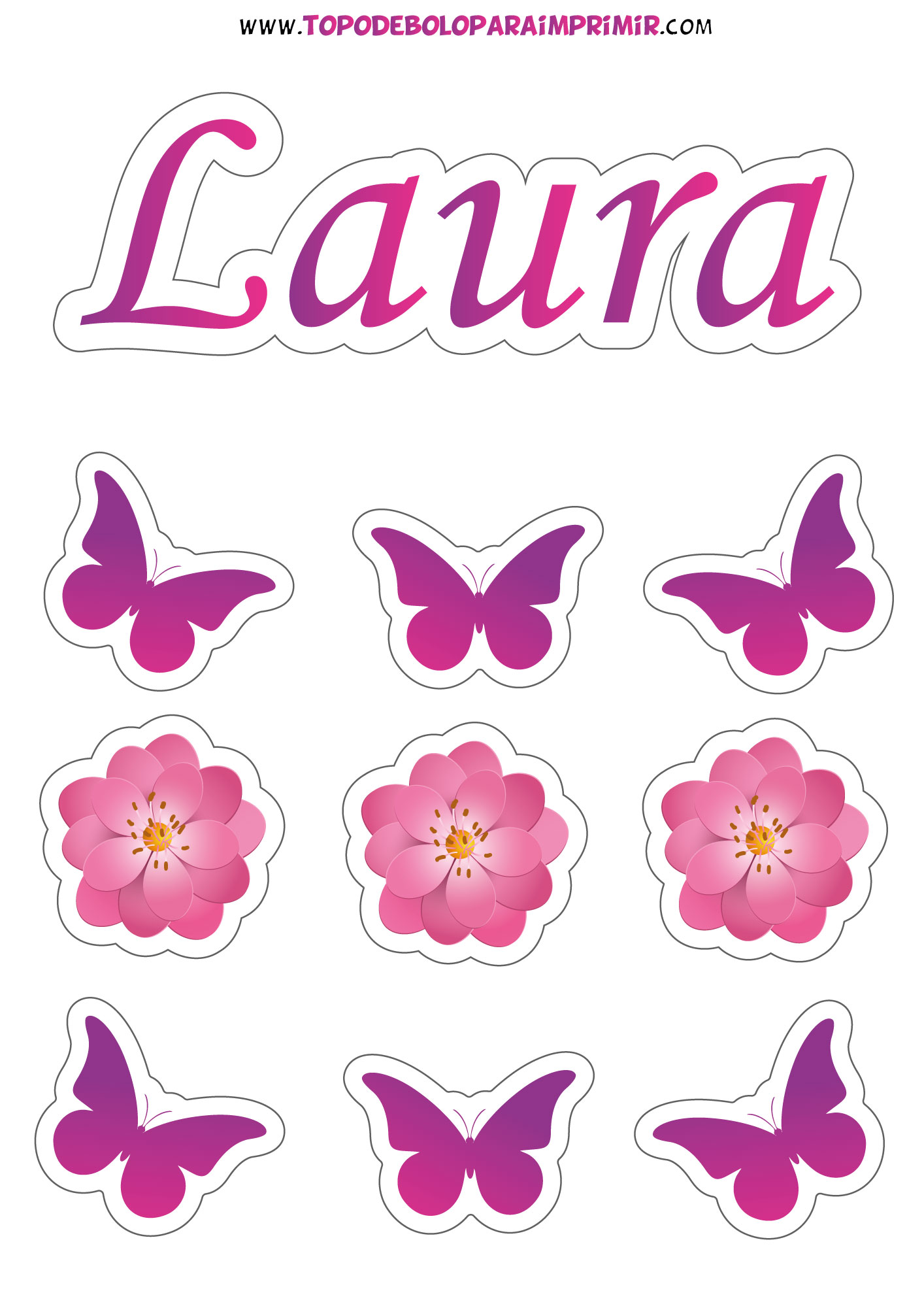 Topo de bolo Laura para imprimir