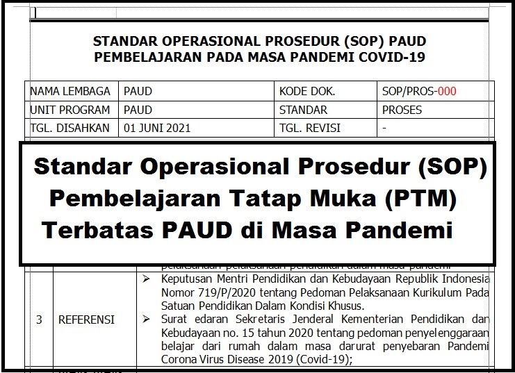Standar Operasional Prosedur (SOP) Pembelajaran Tatap Muka (PTM ...