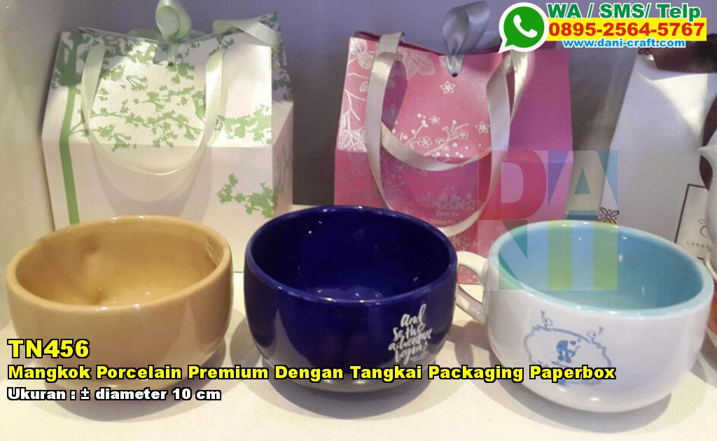Mangkok Porcelain Premium Dengan Tangkai Packaging Paperbox | Souvenir ...