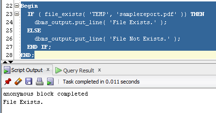 Check if file exists in Oracle Directory