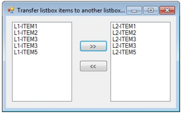 Transfer Listbox Items to Another Listbox Using C#.Net and VB.Net | How ...