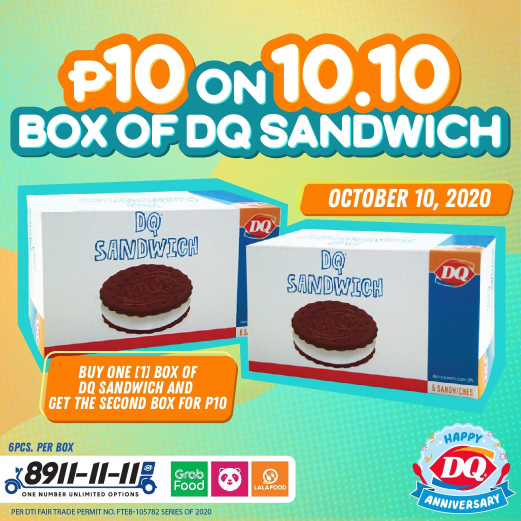 Manila Shopper: Dairy Queen P10 Box of DQ Sandwich on 10.10 Promo