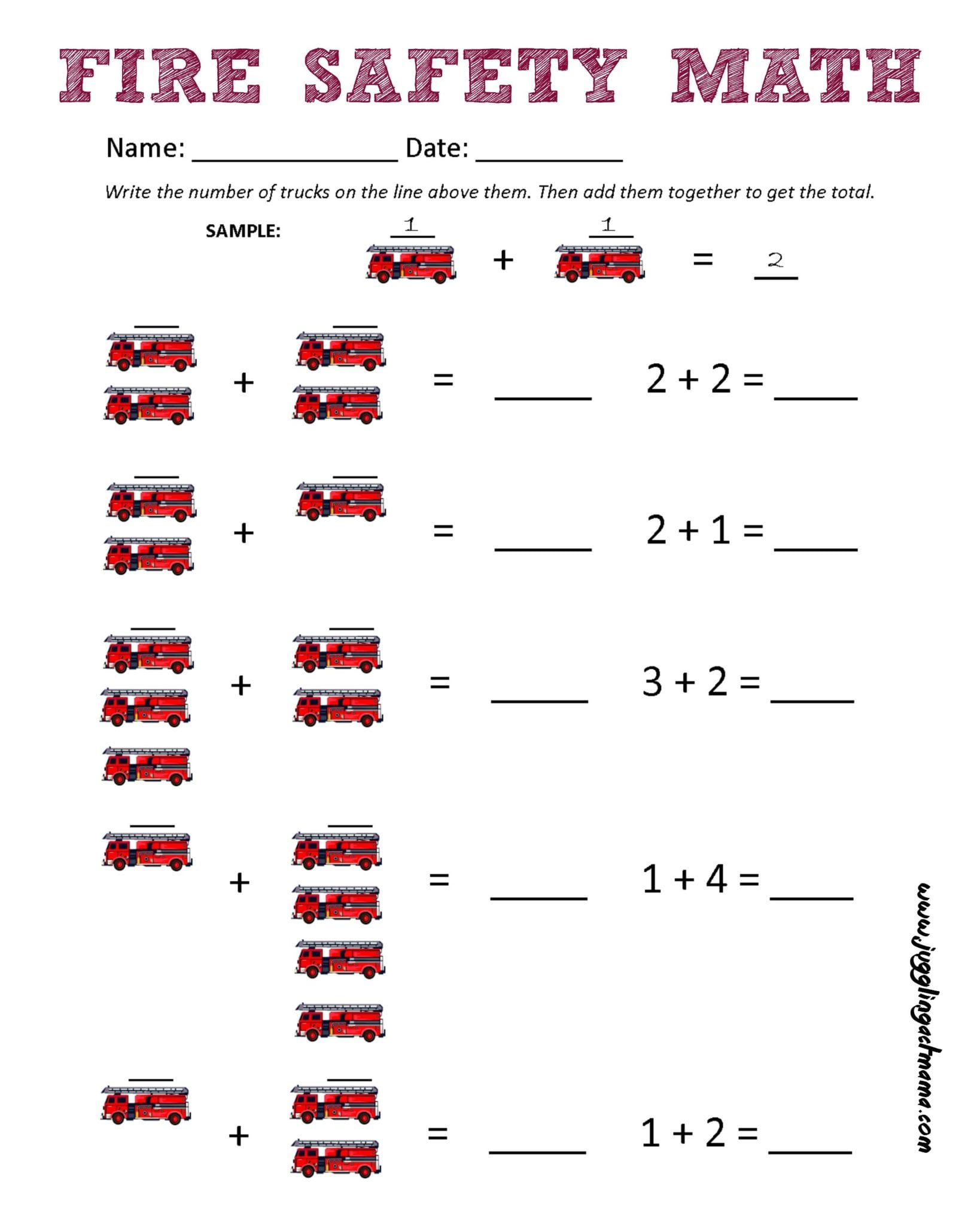 Fire Safety Math Worksheets For Preschool | rxuxa