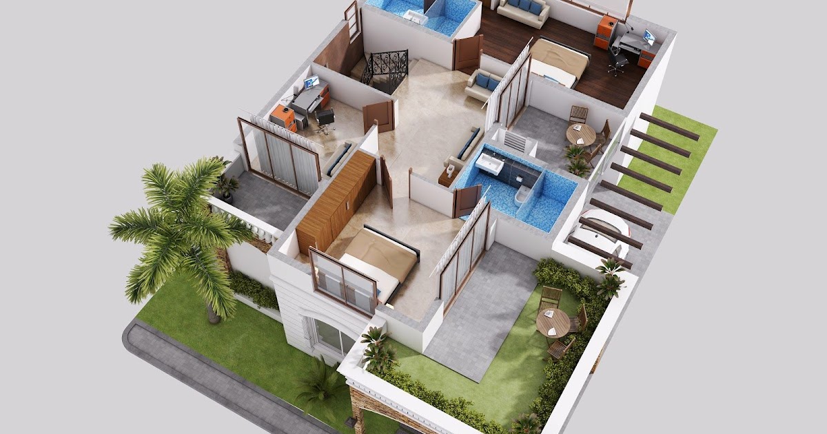 Max House Plans - Bathroom and Garden