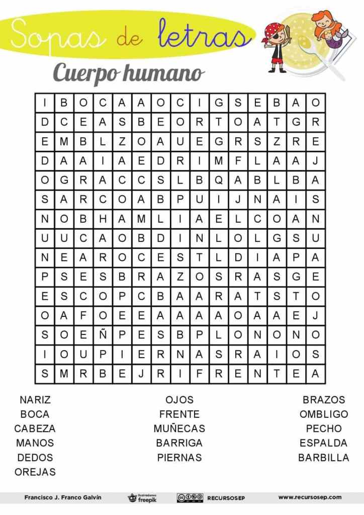 EP. Nº27 "REPÚBLICA DEL PERÚ" ALTE.BROWN: Sopa de letras: El cuerpo Humano.