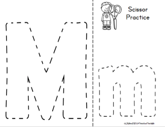 Alphabet Cutting Practice Upper/Lowercase "No Prep" ~ Preschool Printables
