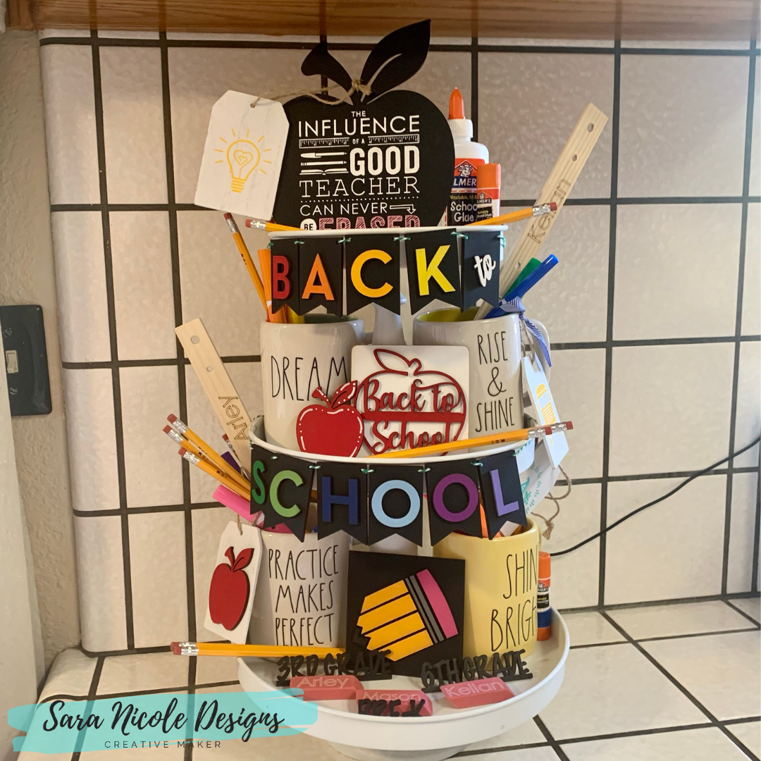 Sara Nicole Designs: Back to School 3 Tiered Tray // Come Craft with me!