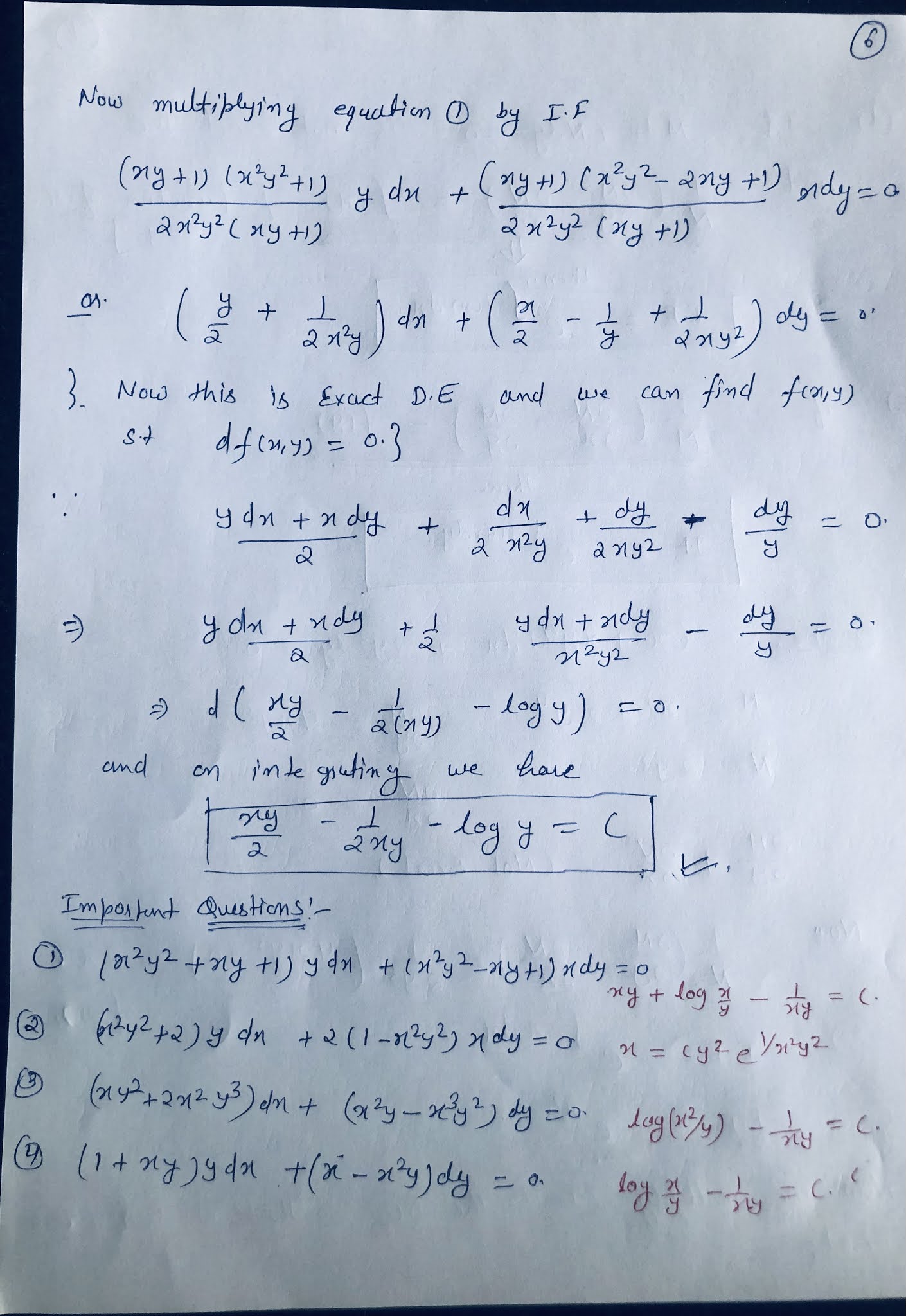 Engineering Mathematics Reducible To Exact Differential Equation