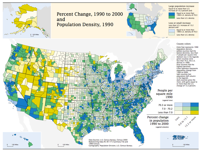 Map Catalog GIS 3015: Thematic map - population change in the U.S.