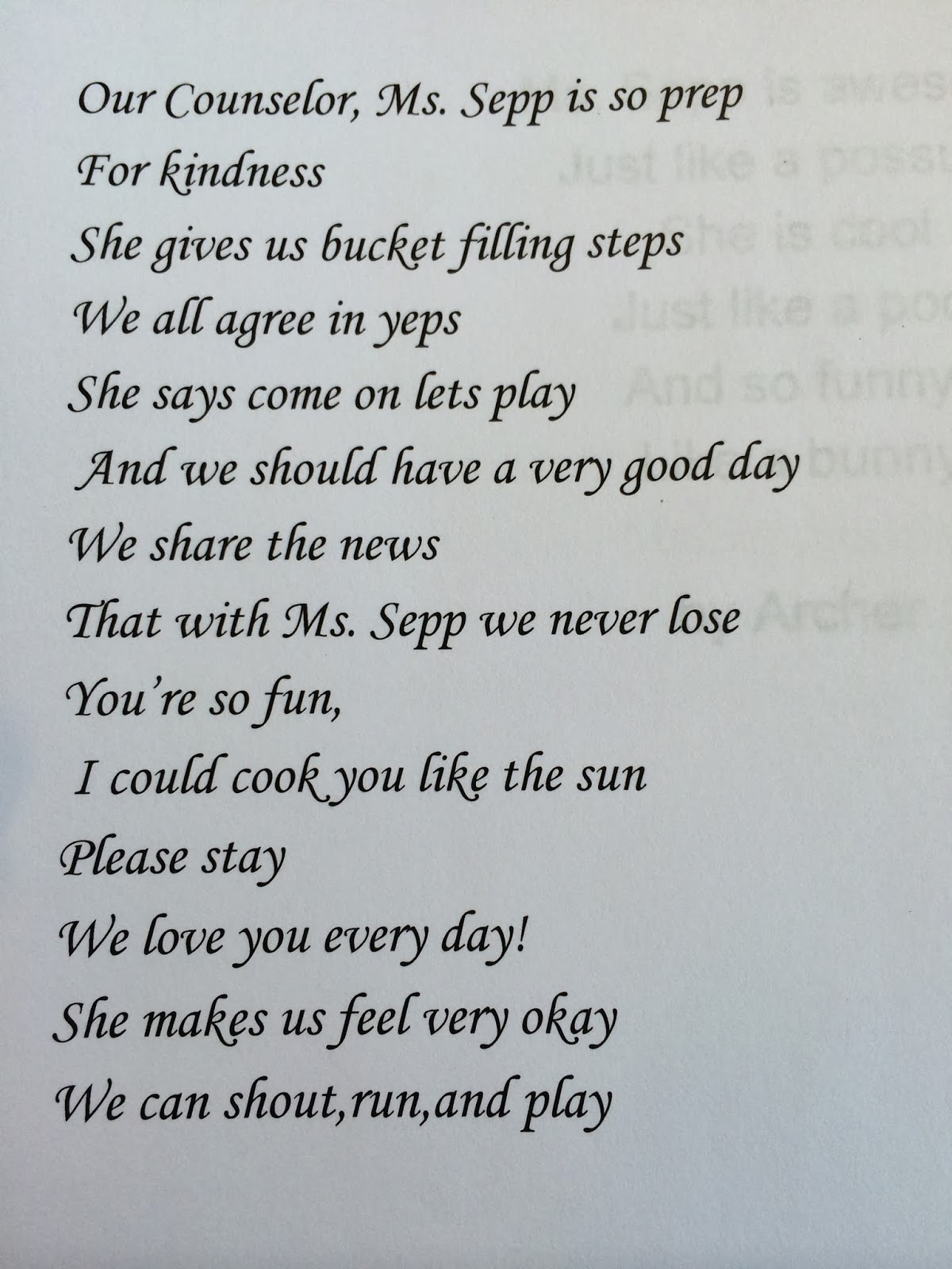 Ms. Sepp's Counselor Corner: Our Caring Counselor: A Book of Poems