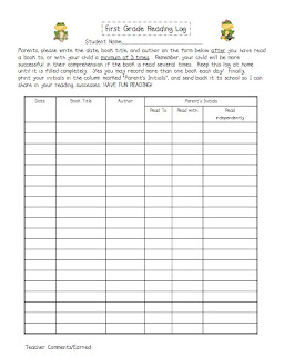 FirstGradeFriends: Reading Log