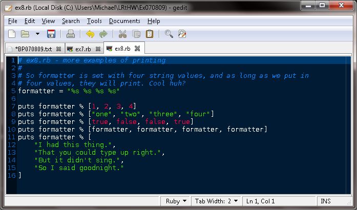 TESTHEAD: Exercise 7, 8, 9: Lots More Printing: Learn Ruby The Hard Way ... TESTHEAD: Exercise 7, 8, 9: Lots More Printing: Learn Ruby The Hard Way ...