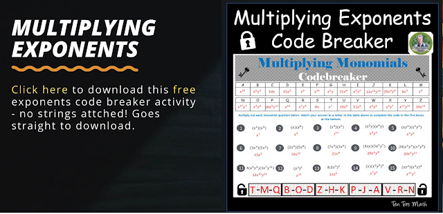 Multiplying Monomials (Free Exponents Puzzle Activity) ~ TenTors Math ...