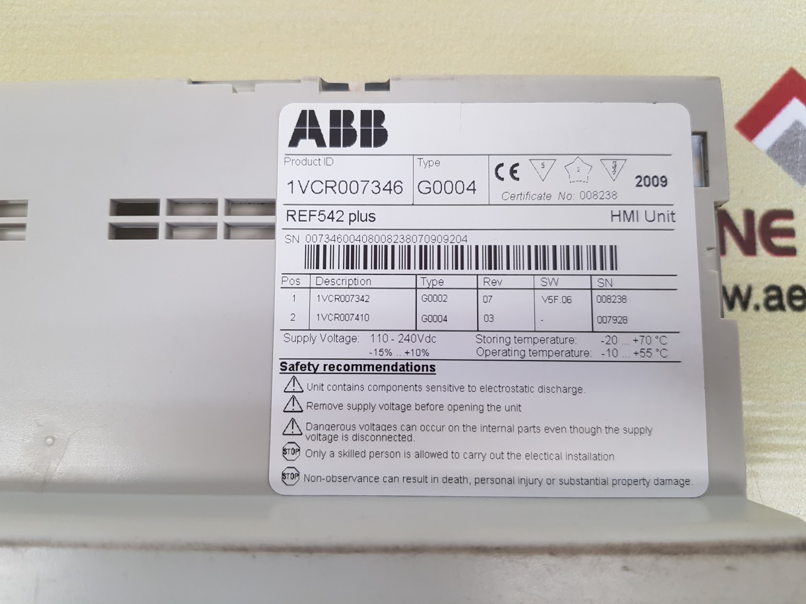 ABB REF542 PLUS 1VCR007346 HMI UNIT - Aeliya Marine
