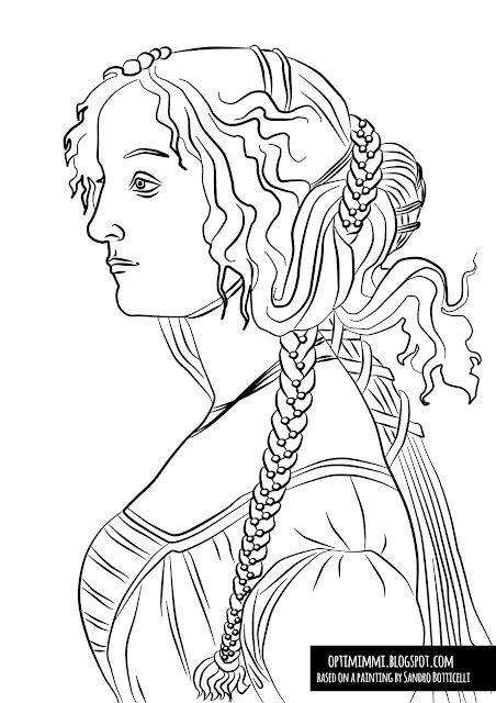Portrait of a Young Woman - Sandro Botticelli (a coloring page ...