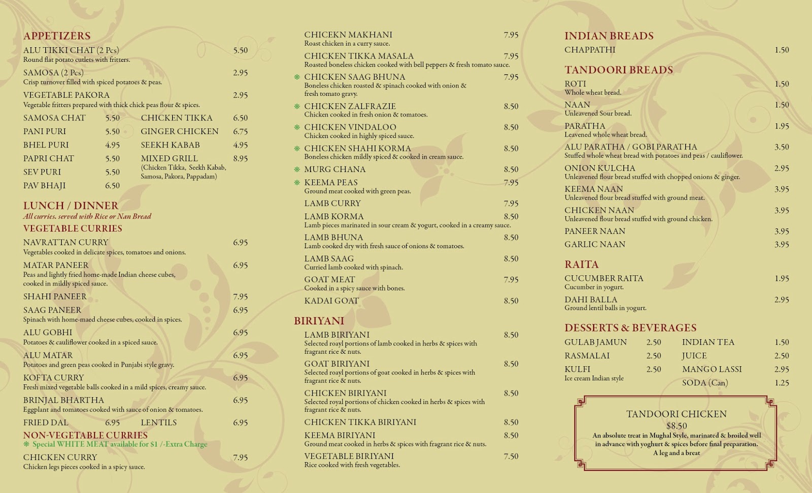 GDS122 Project 3 Research—Menus: MINAR Indian Restaurant Menu