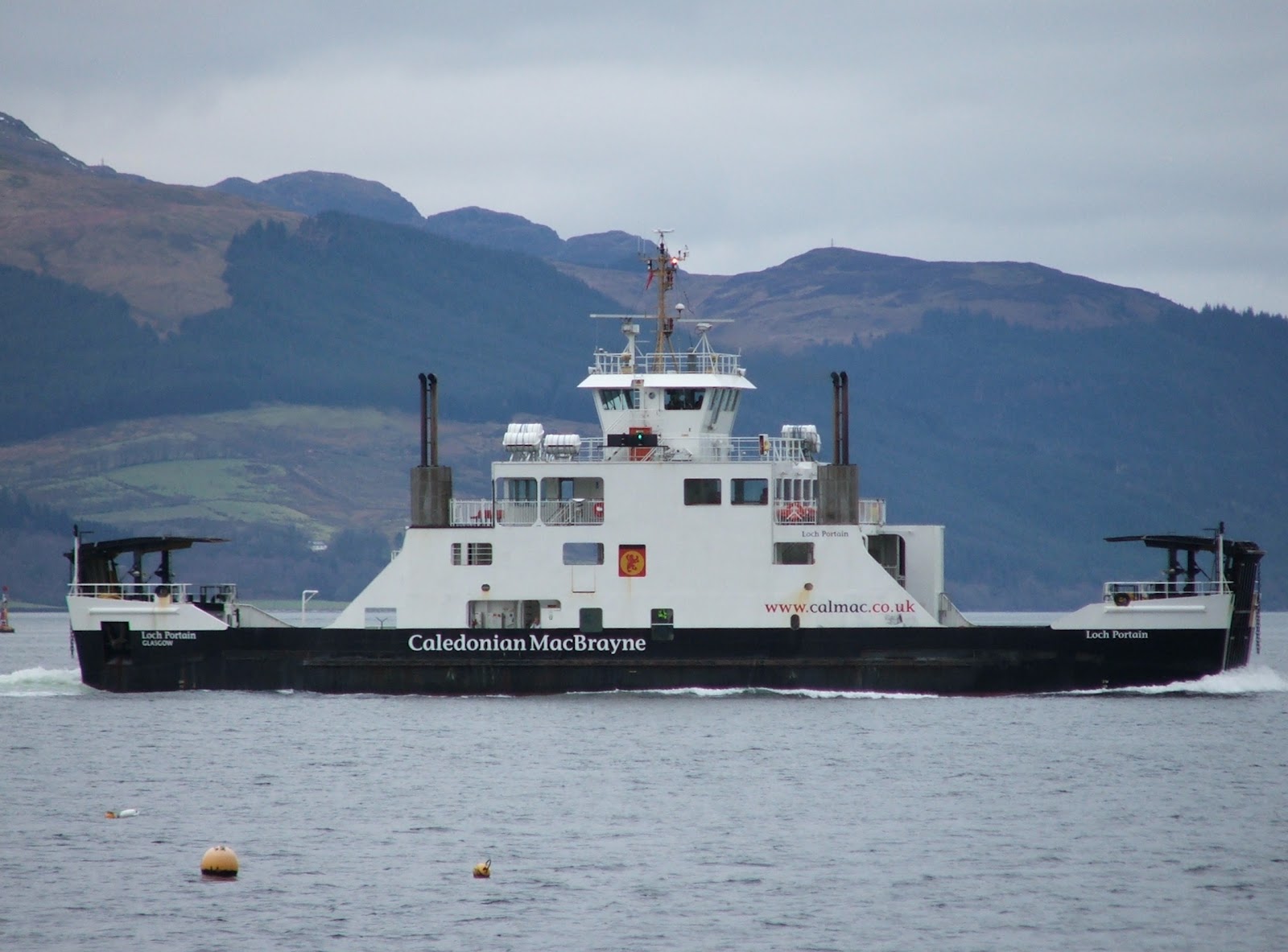 West of Scotland Ferries: MV Loch Portain arrives on the Clyde, 12/2/12