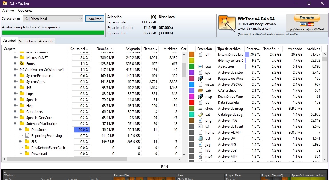 WizTree 4.04 + Portable - Visualiza que archivos ocupan más espacio en ...