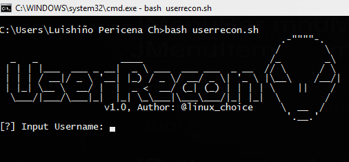 Termux buscar con userRecon redes sociales de un persona