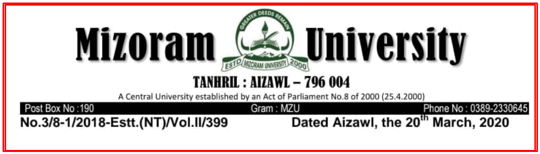 Mizoram University (MZU) LDC Previous Question Papers and Syllabus 2020