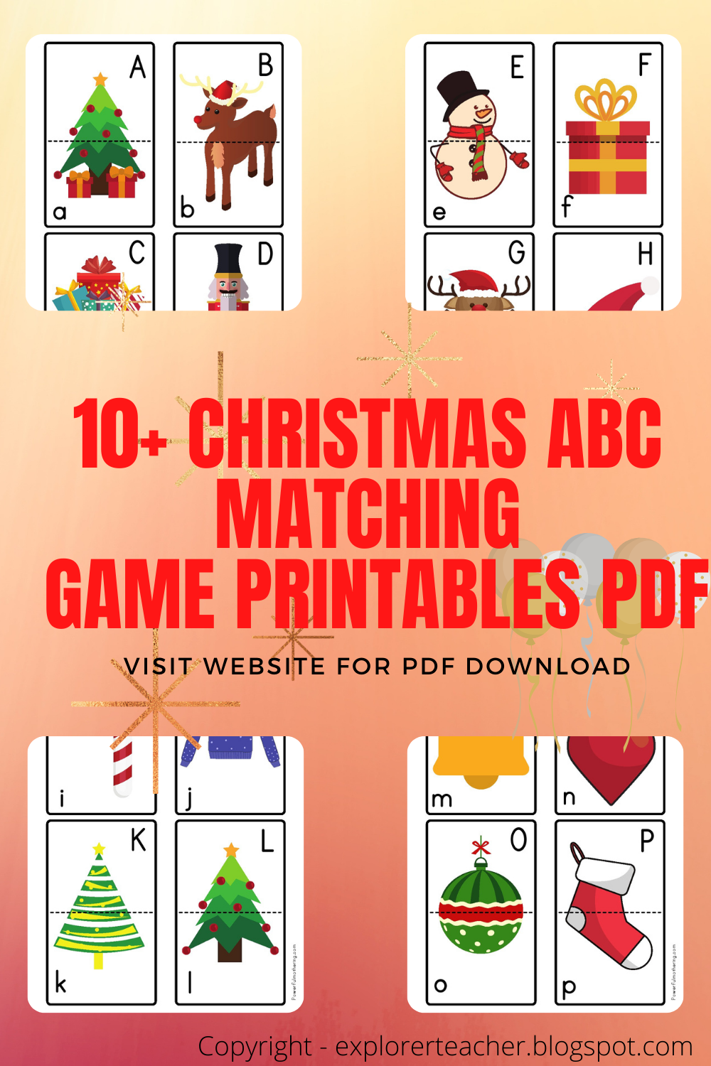 Christmas ABC Matching Game Printables for Kids and PDF Download