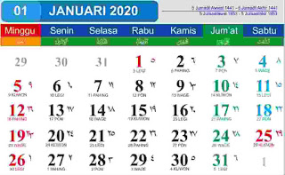 KALENDER JAWA BULAN JANUARI 2020 - Jasmani Pedia