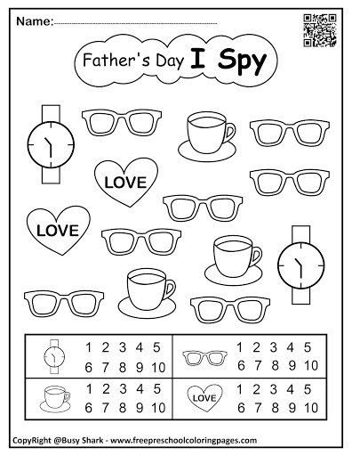 Set of Father's day I Spy coloring pages