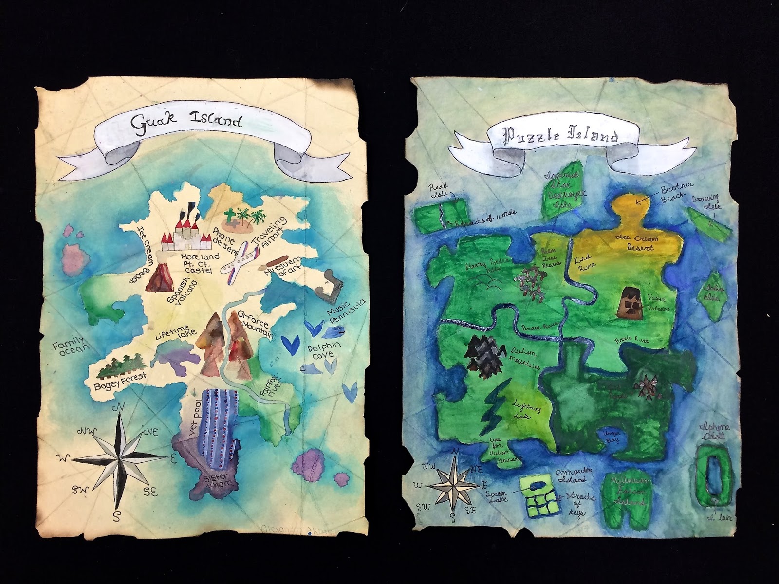 Sixth Grade Art with Mrs. Baxter: Identity Maps-Watercolor
