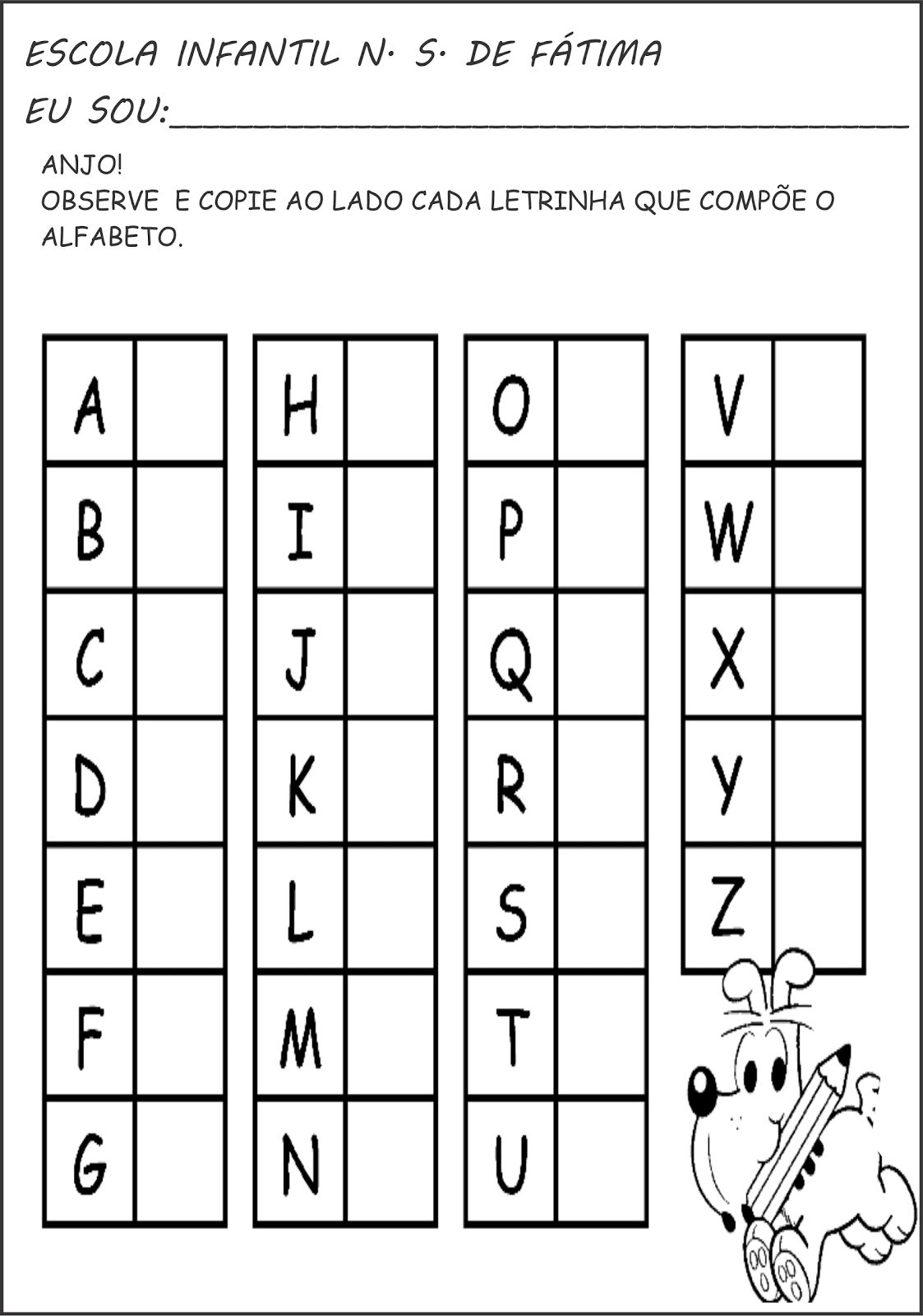 Alfabeto para colorir ilustrado: imprimível