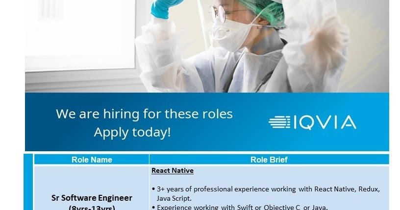 JOB ALERTS HUB: IQVIA - Hiring Software Engineer & Sr. Software Engineer JOB ALERTS HUB: IQVIA - Hiring Software Engineer & Sr. Software Engineer