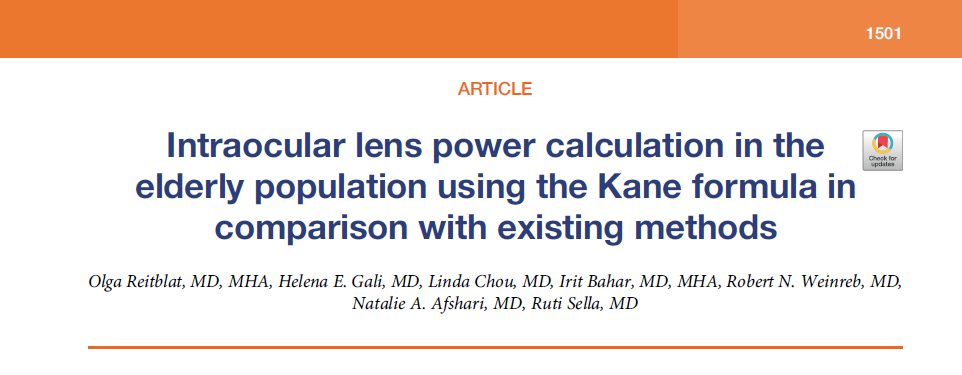 Fórmula Kane. Eficiencia en población anciana - Oftalmo Evolution