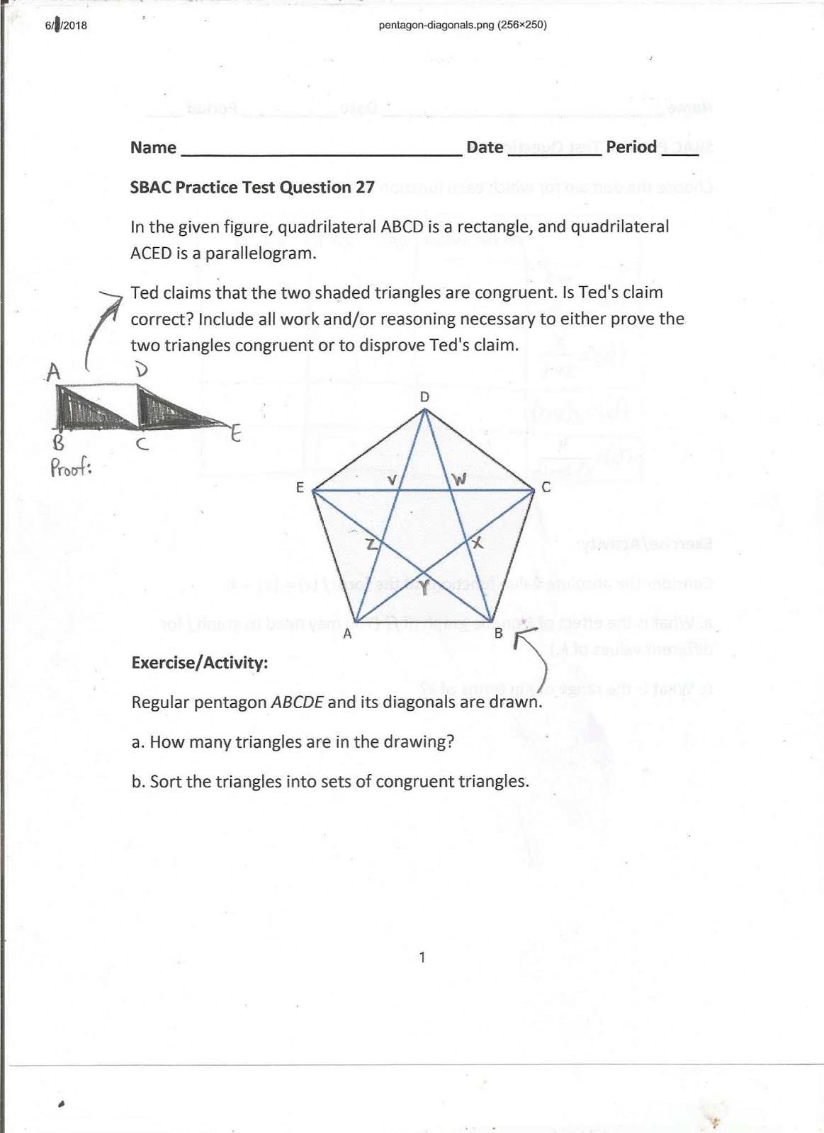 Geometry, Common Core Style: SBAC Practice Test Questions 27-28 (Day 177)