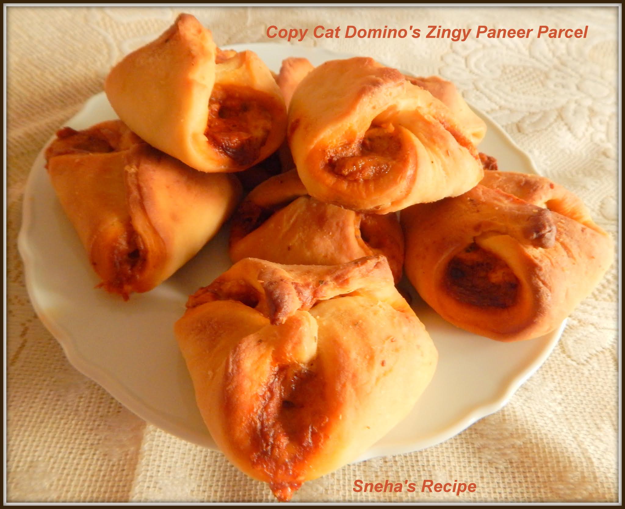Copy Cat Domino's Zingy Paneer Parcels#BreadBakers - Sneha's Recipe