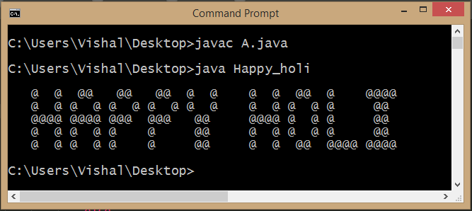 Learn With Vishal Giri: Java Program to print HAPPY HOLI