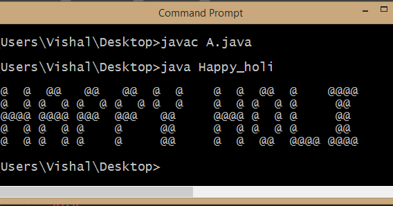 Learn With Vishal Giri: Java Program to print HAPPY HOLI